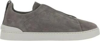 Ermenegildo Zegna Homme, Chaussures, Gris, Taille: 40 1/2 EU Suede Slip-On Baskets