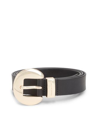Tommy Hilfiger Lederg&uuml;rtel TOMMY HILFIGER OVAL 2.5 cm breit, Damen, Gr. 100, schwarz, Web, Rindsleder, unifarben, G&uuml;rtel Lederg&uuml;rtel, Gr&ouml;&szlig;enverstellbar durch Schnall