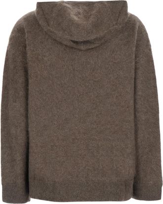 Max Mara Womens V-Neck Yak Wool Sweater Brown Tops Top