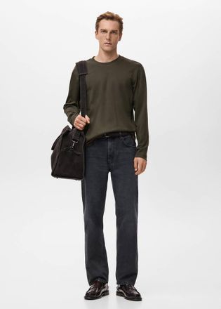 Mango T-shirt manches longues regular-fit chocolat - Homme - S - MANGO MAN