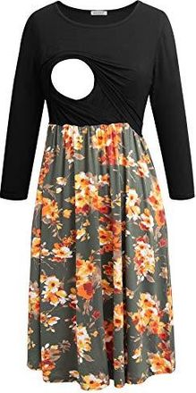 Smallshow Nursing Dresses 3/4 Sleeve Maternity Breastfeeding Dress for Women Svp089 XXL