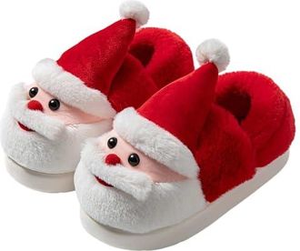 Generic Pantoufles de No&euml;l pour homme et femme - Chaudes - Confortables - L&eacute;g&egrave;res et confortables - En peluche - Pour lint&eacute;rieur et lext&eacute;rieur, c rouge, 7.5/8
