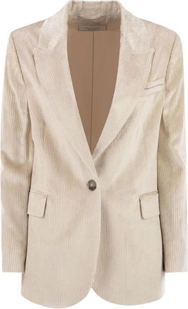 PESERICO Femme, Vestes, Beige, Taille: 38 FR Corduroy Blazer