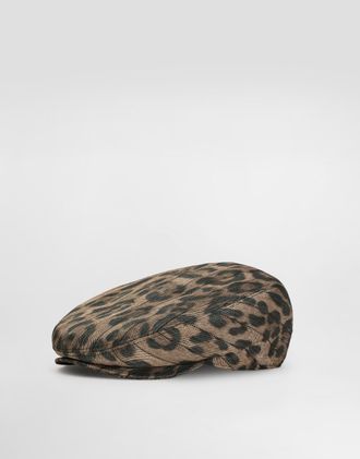 Dolce & Gabbana Leopard-print Jacquard Flat Cap - Mann H&uuml;te Und Handschuhe Animalprint 58