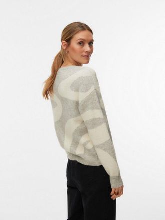 Vero Moda Rundhalspullover VMLARA LS O-NECK PULLOVER GA BOO REP Materialmix, Stretch, regular fit