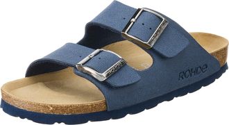 Rohde Damen Frauen Sandale Pantolette Zweiriemer Hausschuhe 5631 Blau, Schuhgröße:43 EU