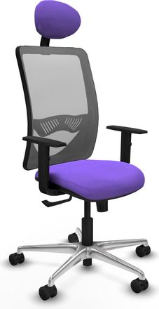 Piqueras y Crespo Stuhl aus blauem Netzstoff Zulema mit 1D-Armen, h&ouml;henverstellbarer Lendenwirbelst&uuml;tze und festem Kopfteil, ausgestattet mit 3 Positionen und Schneidsc