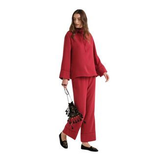 Maliparmi Sabl&eacute; Crepe Hose - - Trousers - Damen - Rot - 2XL