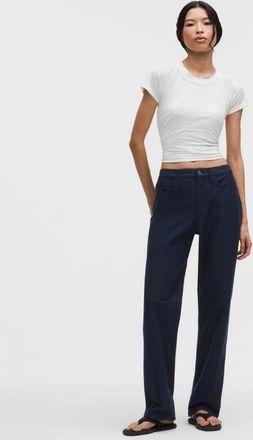 lululemon Pantalon EasyFive taille mi-haute &agrave; coupe droite d&eacute;contract&eacute;e Standard pour Femmes - Bleu - Taille 24