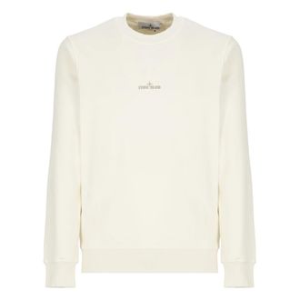 Stone Island Contrasting Logo Sweatshirt Ivory - - Sweatshirts & Hoodies - Herren - Beige - XL