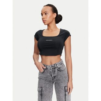 Converse Top W Wordmark Corset Top 10026506-A01 Schwarz Slim Fit