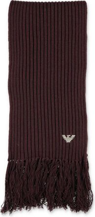 Emporio Armani Homme, Accessoires, Brun, Taille: ONE Size Écharpe en Laine Côtelée avec Franges