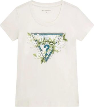 Guess Femme, Tops, Blanc, Taille: 40 FR Camelia Triangle Tee