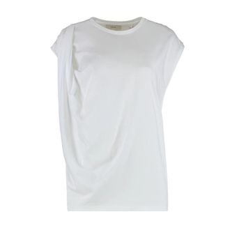 Vince Pima Baumwollmischung Drapierter Relaxed Top - - Tops - Damen - Wei&szlig; - S
