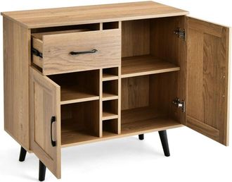 Costway Buffet Cuisine Industriel avec 6 Porte-Bouteilles, Placard 2 Portes, pour Salle &agrave; Manger, Salon, Cuisine, 90 x 40 x 79 cm
