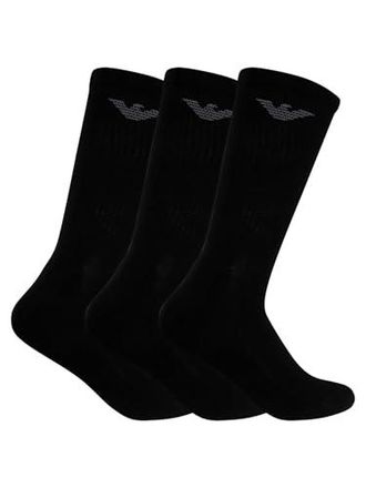 Emporio Armani Casual Cotton 3-Pack Short Socks Lot de 3 Paires de Chaussettes Courtes, Noir/Noir, Taille Unique Homme