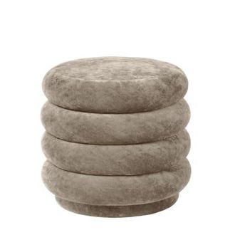 Ferm Living Pouf Round - Beige - Velours - Designer Trine Andersen