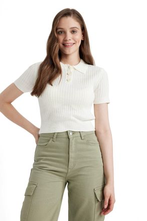 DeFacto Damen N9752AZ Pullover Sweater, Ecru, L