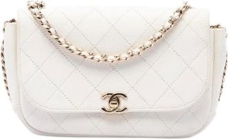 Chanel Pre-owned Sac Bandouli&egrave;re Matelass&eacute; en Cuir dAgneau - Femme - Pre-owned - Blanc - Taille: ONE Size