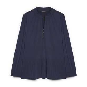 Fiorella Rubino Plissierte Jersey-Bluse mit Kn&ouml;pfen - - Blouses & Shirts - Damen - Blau - S