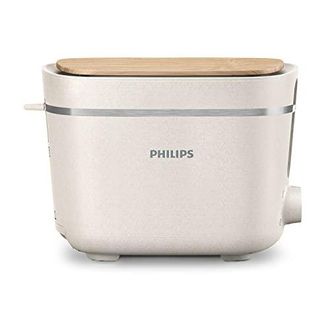 Philips Toaster Eco Conscious Edition - 2 Toastschlitze, 8 Stufen, Br&ouml;tchenaufsatz, Auftaufunktion, hergestellt aus Altspeise&ouml;l, seidenwei&szlig;-matt (HD2640/10)