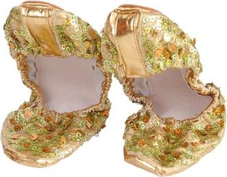 Valiclud Ipetboom Chaussures de Danse Dérapantes Dorées XL Semelle Ronde Résistante pour Ballet Yoga et Danse Latine Confort avec Cordon Élastique