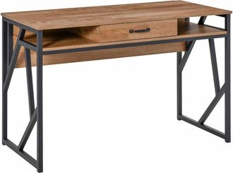 HOMCOM Homcom - Bureau style industriel dim. 120L x 60l x 76H cm tiroir + 2 niches piètement métal noir plateau aspect bois noyer