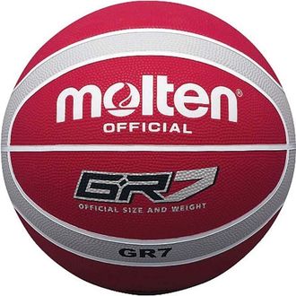 Molten Basketball aus Gummi, offizielles Lizenzprodukt, Gr&ouml;&szlig;e 5, Rot/silberfarben