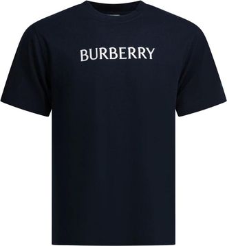 Burberry Homme, Tops, Bleu, Taille: M T-shirt en coton avec logo