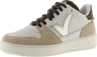 Victoria Basket Basse Madrid Effet Cuir & Pi&egrave;ces en Cro&ucirc;te De Cuir & D&eacute;tails Imprim&eacute; Animal 1258262 pour Femme Taupe 40