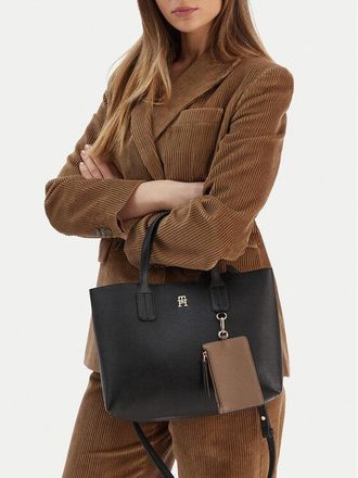 Tommy Hilfiger Handtasche Th Icon Mini Tote AW0AW18233 Schwarz