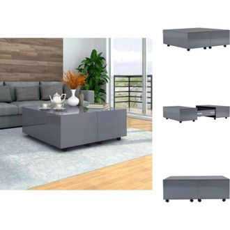 vidaXL Couchtisch Hochglanz-Grau 100x100x35 cm - Couchtisch - Wohnzimmerschrank - Grau - Holzwerkstoff - Hochglanz