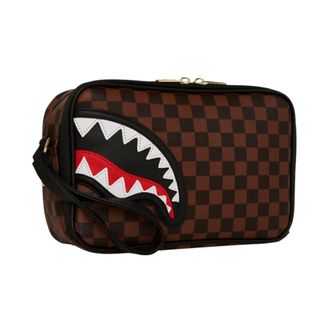 Sprayground Vegan Leder Kulturbeutel mit F&auml;chern - - Bags - Damen - Braun - ONE SIZE