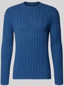 Superdry Strickpullover mit Zopfmuster und Rundhalsausschnitt