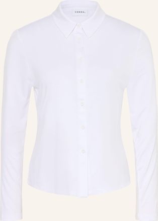 Comma Comma Hemdbluse Aus Jersey weiss