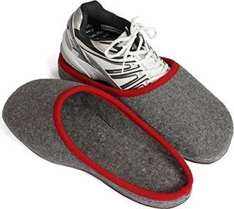 Pantoffelmann chaussons en feutre à enfiler avec semelle en caoutchouc ou en feutre | Taille unique jusquau 46 | Chaussons invités chauds pour protéger le sol de la
