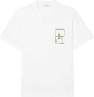 Lacoste Homme, Tops, Blanc, Taille: XL T-Shirt en jersey &eacute;pais brod&eacute;