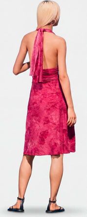 Desigual Kleid mit Flockprint und Neckholder in Magenta-ROT