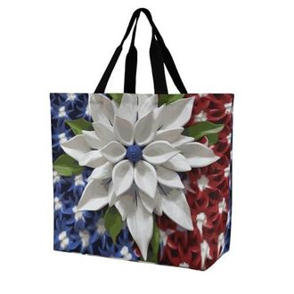 Generic Fleur Patriotique Am&eacute;ricaine Sac A Main Femme L&eacute;ger Sacs De Courses Grand Sac Fourre-Tout Pour Plage Travail Shopping