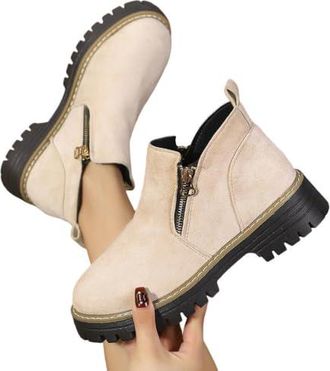 Onsoyours Bottes pour Femme Bottines Hiver Chaussure Cheville Botte A Beige 42 EU