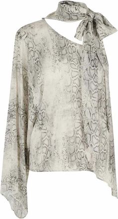 Federica Tosi Femme, Blouses et Chemises, Multicolore, Taille: 38 FR Blouse asym&eacute;trique en georgette &agrave; imprim&eacute; python