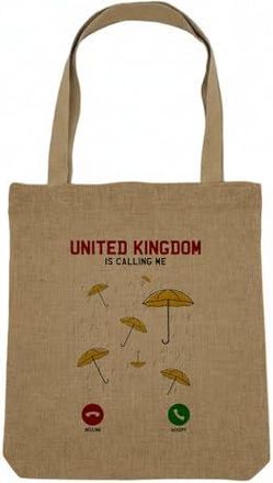 Fabulous Sac Shopping Tote Bag Aspect Lin - United Kingdom Is Calling Me Rain Umbrella Stereotype - Sac de Courses Toile Epaisse 360g Beige Naturel Cabas Port&eacute;