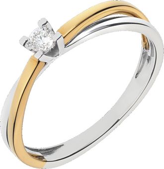 Edenly Solitärring Duetino - Gelbgold und Weissgold