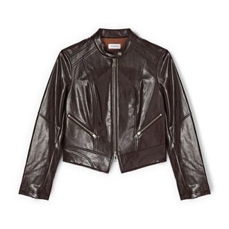 Motivi Femme, Vestes, Brun, Taille: 34 FR Veste avec fermeture &eacute;clair et col mandarin