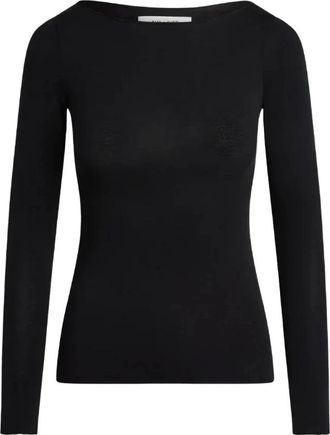 Aya Muse Femme, Tops, Noir, Taille: 38 FR Boatneck Long Sleeve Tee