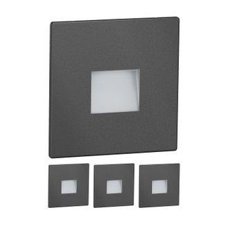 LEDs Com 4 Stück LED Treppenlicht/Wandeinbauleuchte FOW für innen und außen, Downlight, eckig, anthrazit, 85 x 85mm, warmweiß