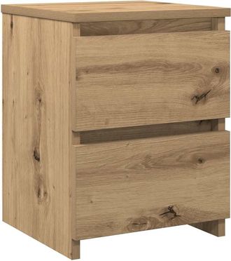 Generic Nachttisch, mit 2 Leicht Verschiebbaren Schubladen und 1 Offenem Regal, aus Holzwerkstoff, Kompaktes Nachttisch-Aufbewahrungselement (2 pcs)