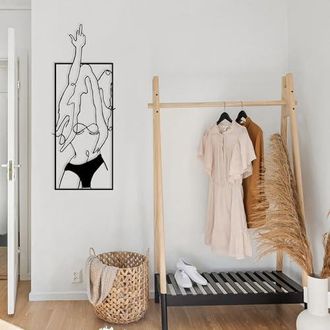 Hanah Home Stylish Black Decorative Metal Wall Accessory, 24 x 63 cm | 100% Metal, 1.2mm Thickness | Perfect for Modern Home Decor & Unique Wall Art