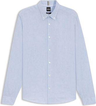BOSS Herren C-LIAM-S-BD-C1-243 Regular-Fit Button-Down-Hemd aus Leinen Hellblau M