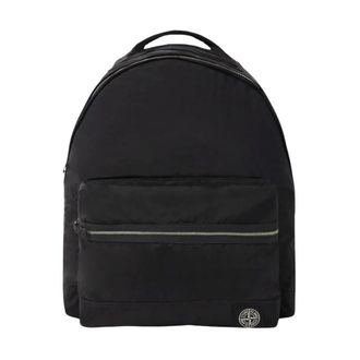 Stone Island Beschichteter Nylon-Metall-Rucksack in Econyl - - Bags - Herren - Schwarzk - ONE SIZE